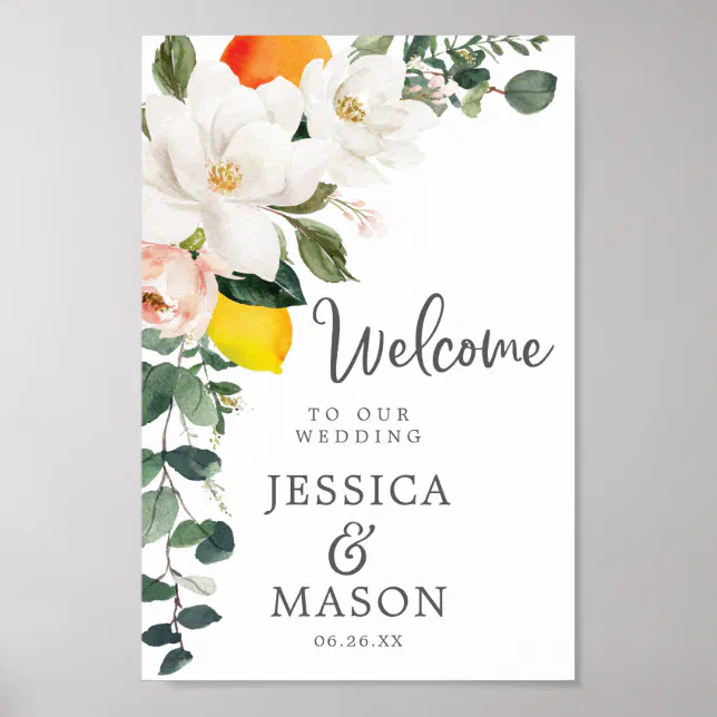 Magnolia Citrus Wedding Welcome Sign | Zazzle