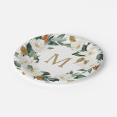 Magnolia Cotton Monogram Paper Plates | Zazzle