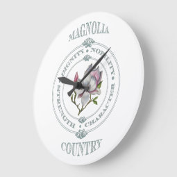 Magnolia Country Round Wall Clock | Zazzle