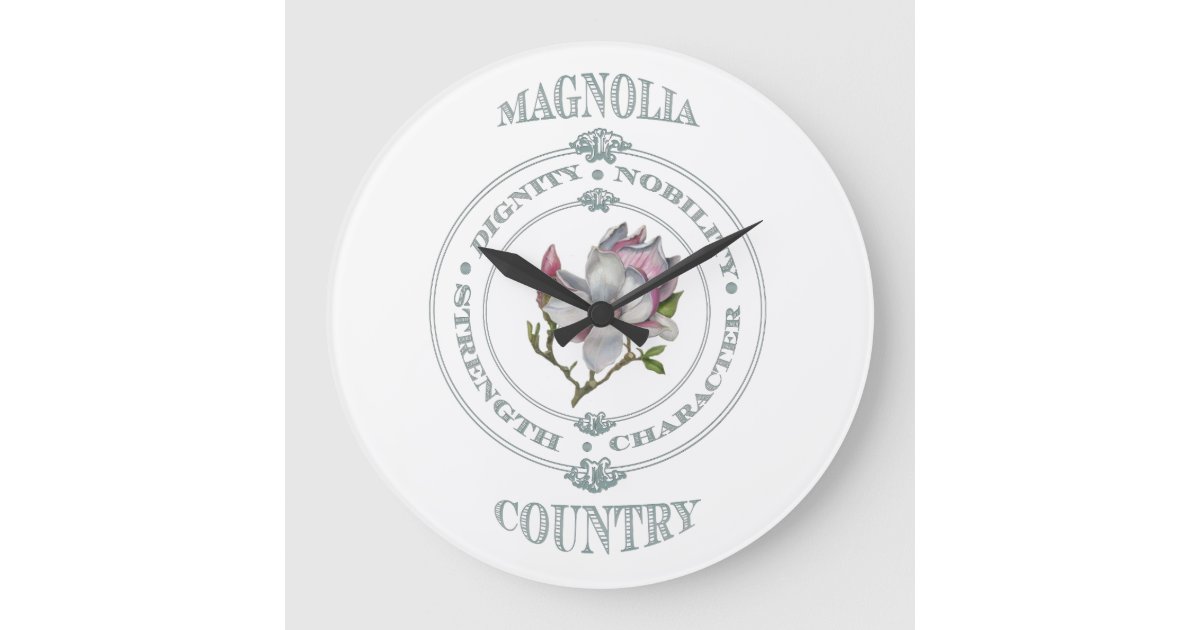 Magnolia Country Round Wall Clock | Zazzle