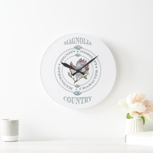 Magnolia Country Round Wall Clock | Zazzle