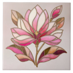 Magnolia Flower Mosaic Ceramic Tile | Zazzle