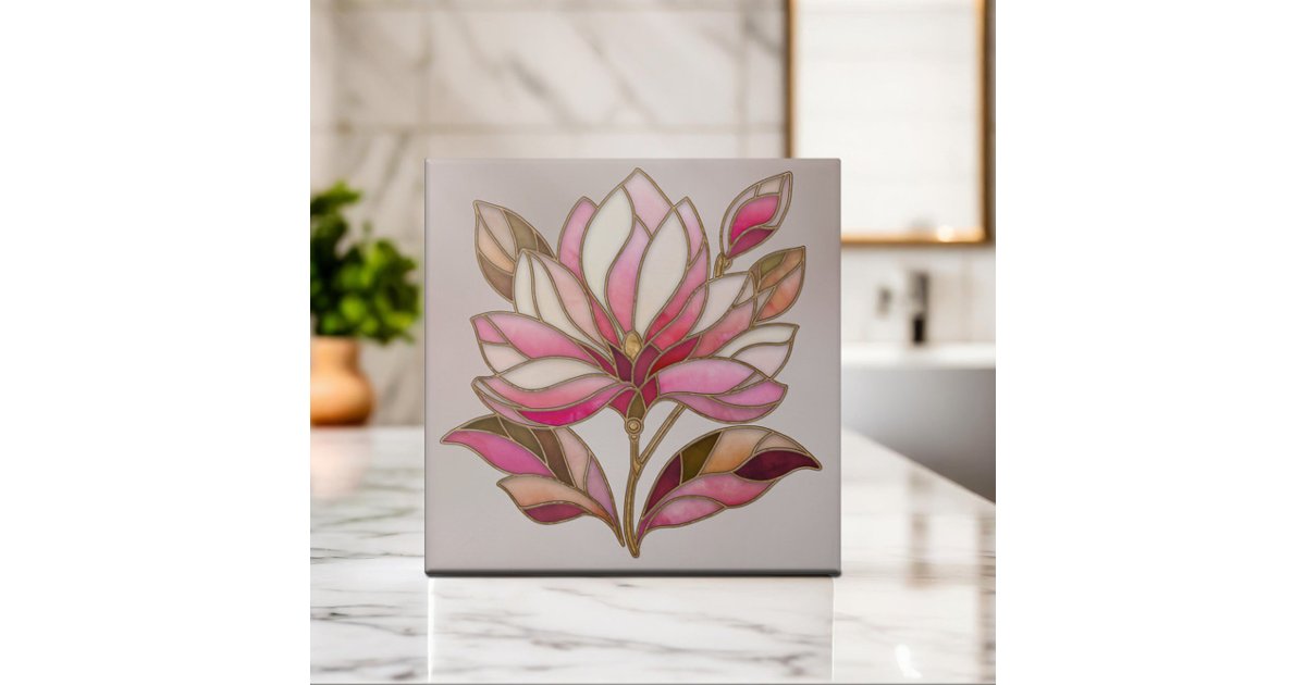 Magnolia Flower Mosaic Ceramic Tile | Zazzle