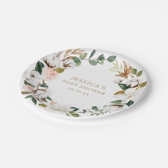 Magnolia Greenery Paper Plates | Zazzle