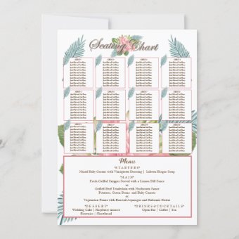Magnolia Lilies Bouquet Wedding Program Menu Chart | Zazzle