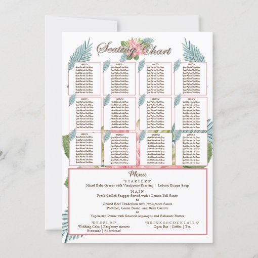 Magnolia Lilies Bouquet Wedding Program Menu Chart | Zazzle