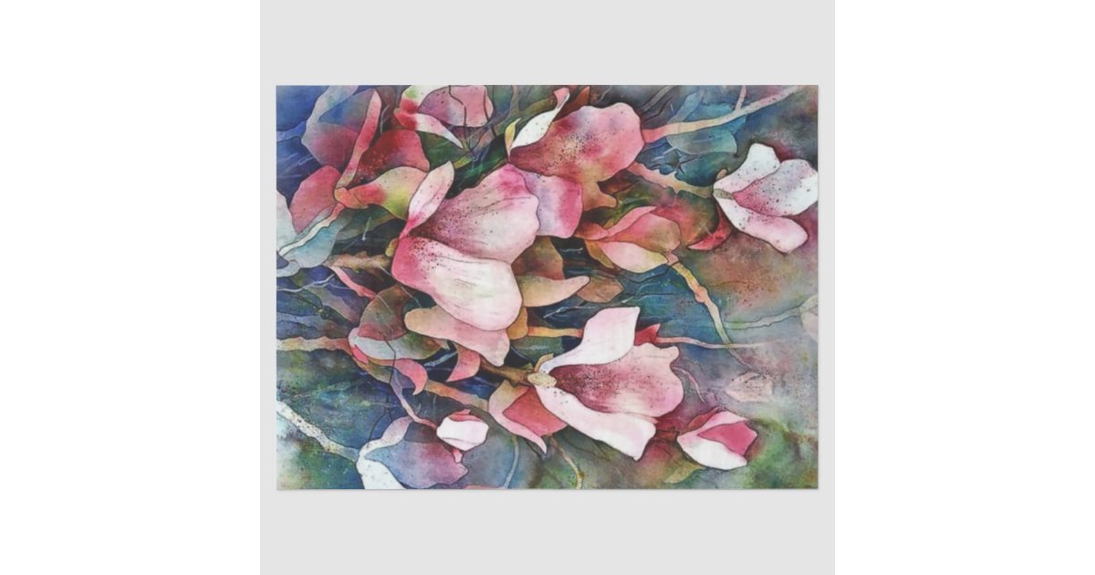 Magnolia Watercolor Art 1 Decoupage Tissue Paper | Zazzle