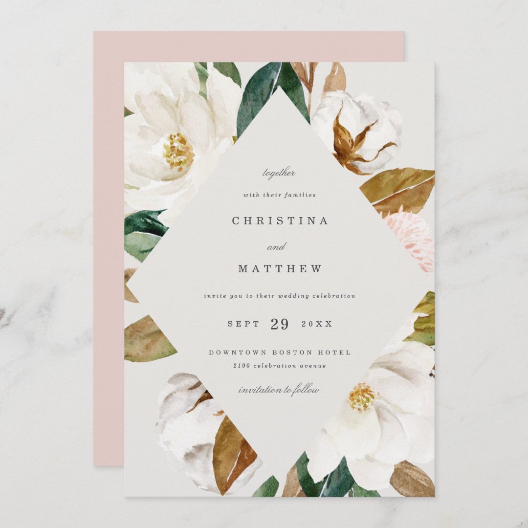 Magnolia Wedding Invitation | Zazzle