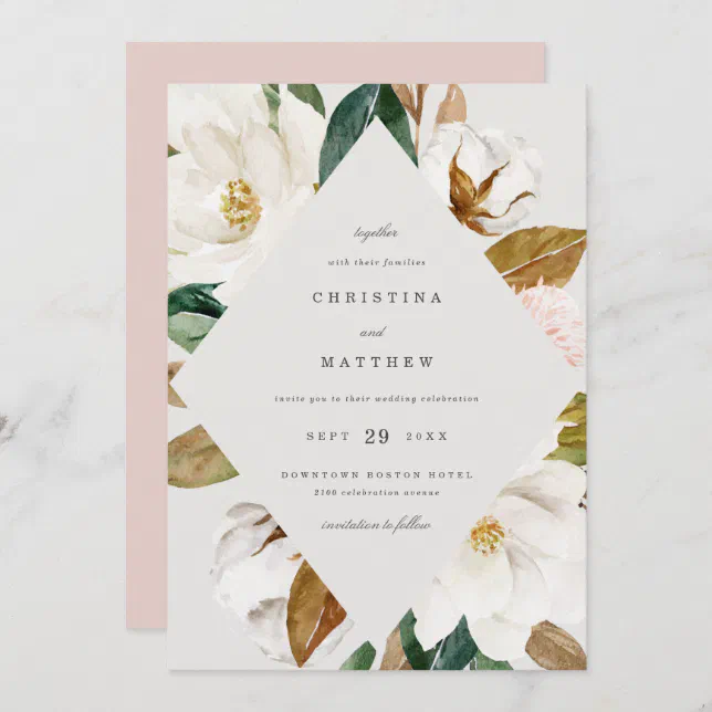 Magnolia Wedding Invitation | Zazzle