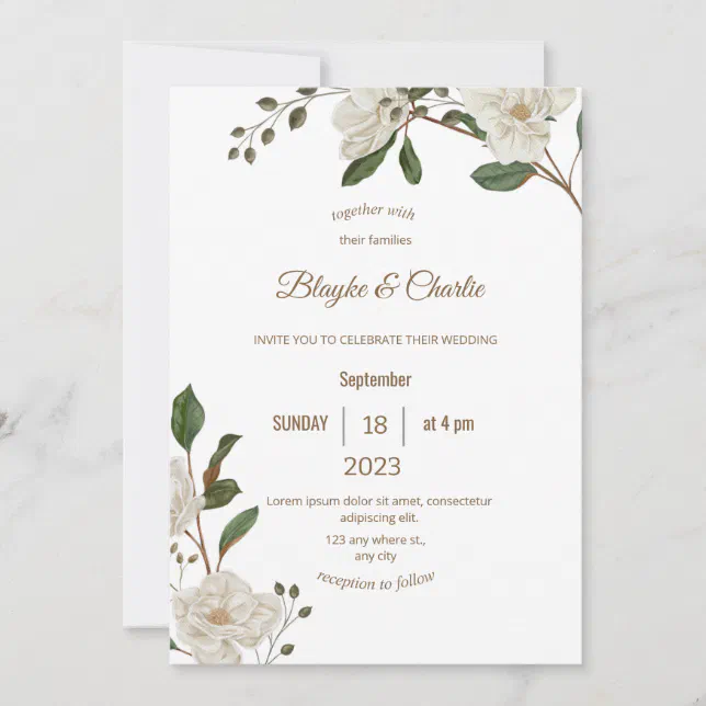 Magnolia Wedding Invitation | Zazzle