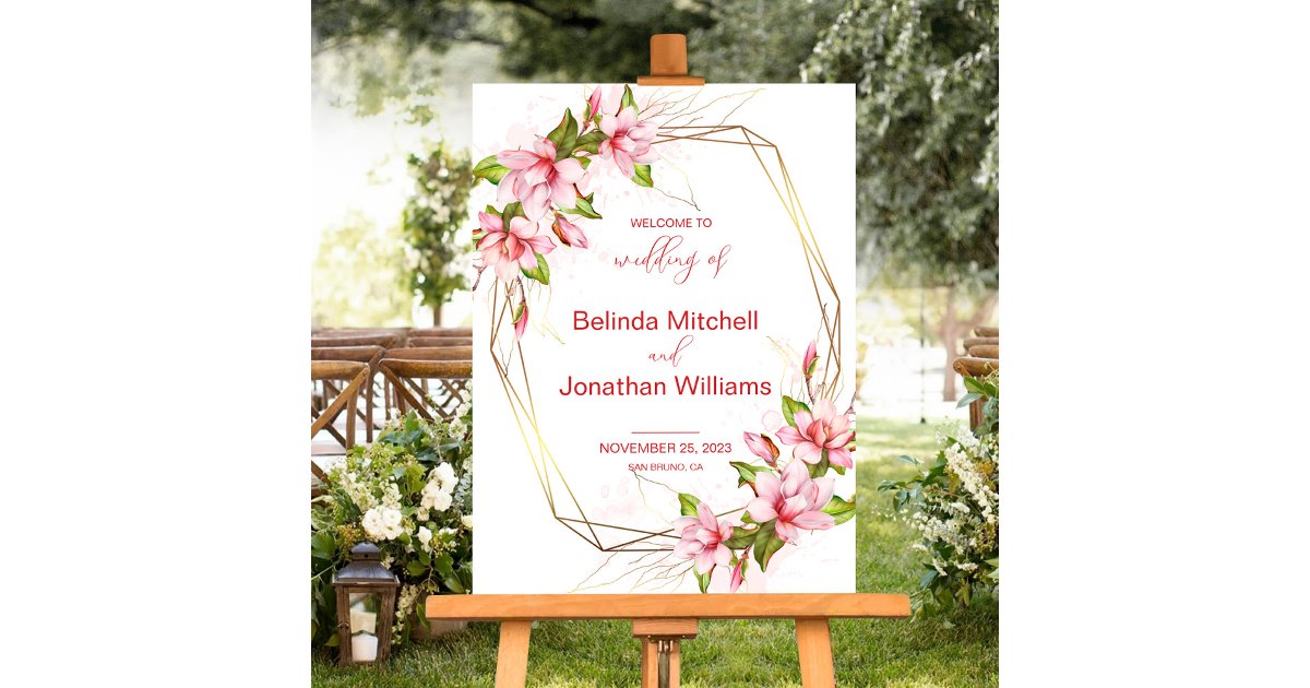 Magnolias Rustic Wedding Welcome Sign | Zazzle