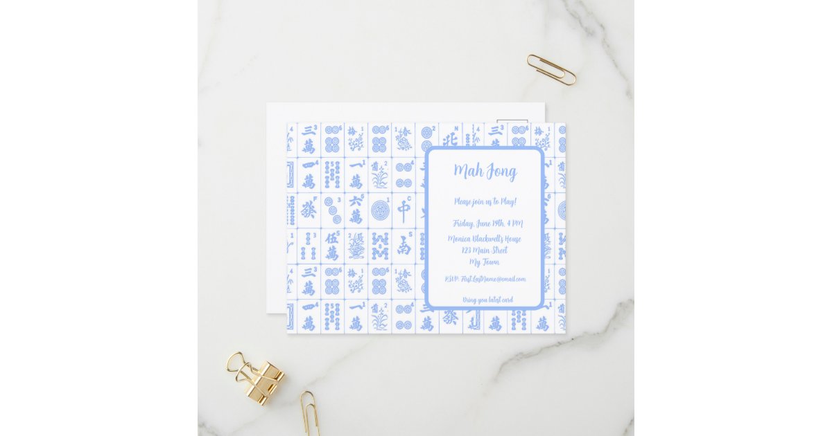 Mah Jong Game Invitation Postcard | Zazzle