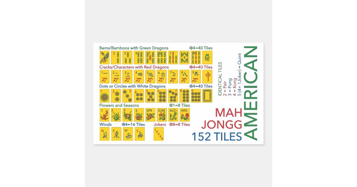 Mah Jongg American Tiles Stickers | Zazzle