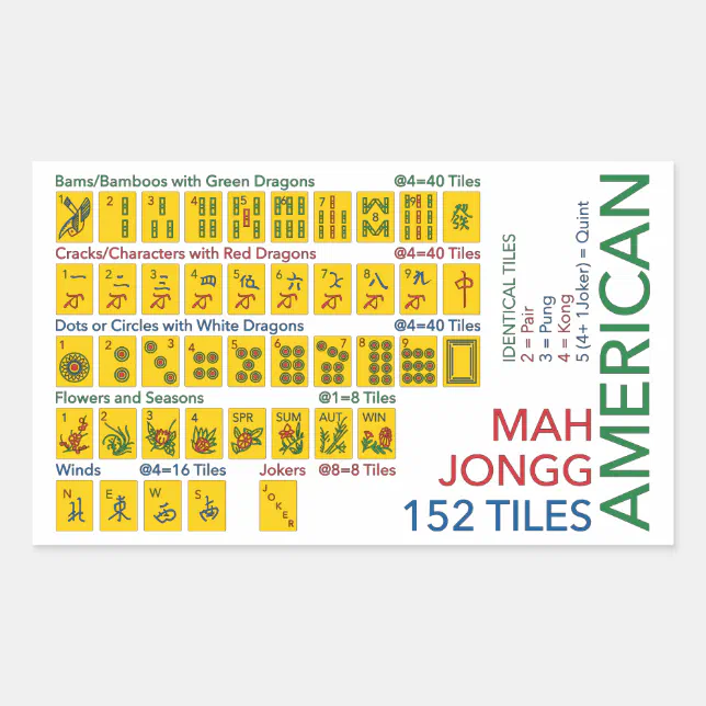 Mah Jongg American Tiles Stickers | Zazzle