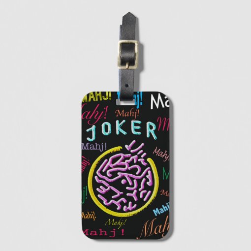 MAH JONGG BLACK JOKER BUSINESS LUGGAGE TAG | Zazzle