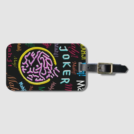 MAH JONGG BLACK JOKER BUSINESS LUGGAGE TAG | Zazzle.com