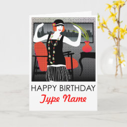 Mah Jongg Flapper Dancer Birthday Card | Zazzle