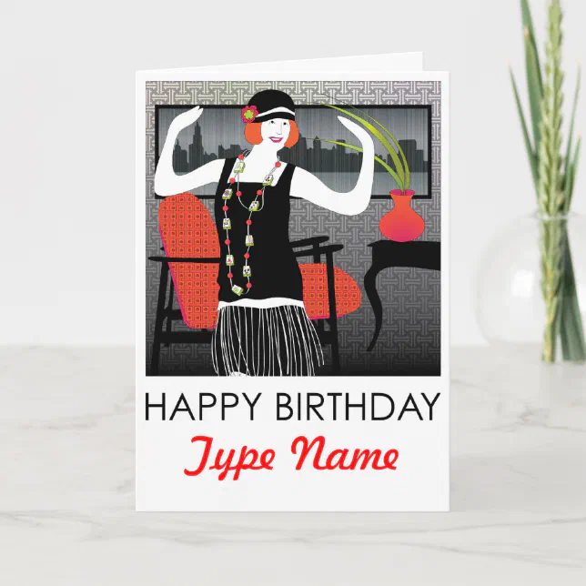 Mah Jongg Flapper Dancer Birthday Card | Zazzle