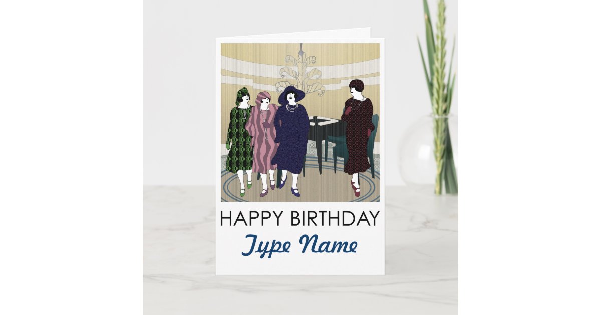 Mah Jongg Flappers Lounge Birthday Card | Zazzle