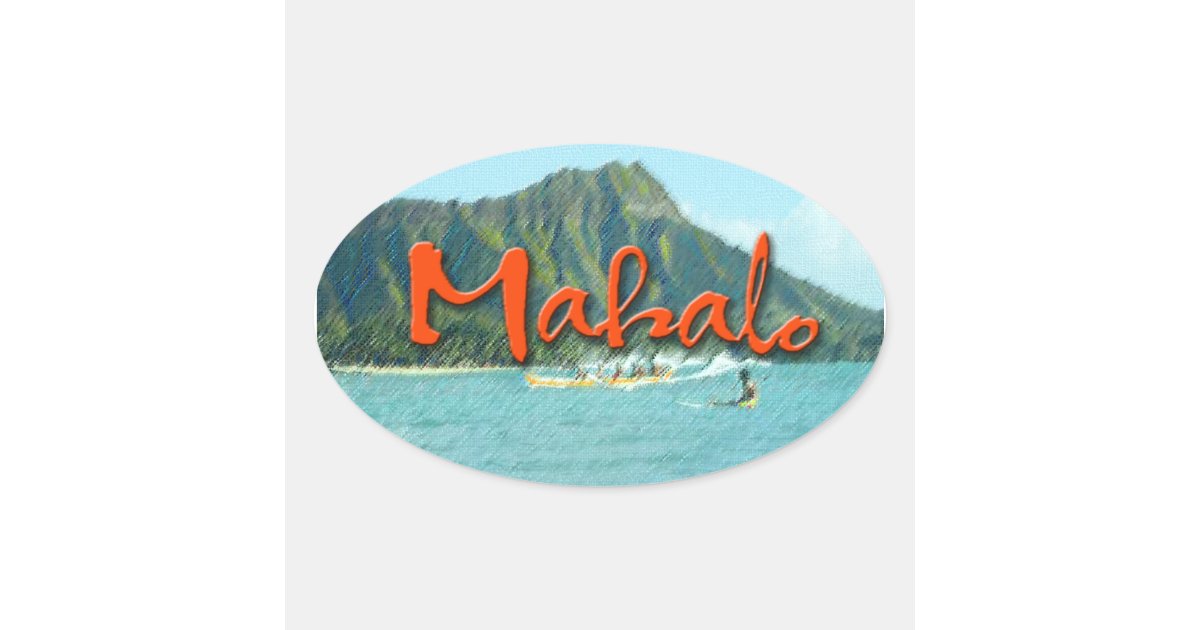 Mahalo Diamond Head Oval Sticker | Zazzle