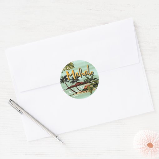 Mahalo Hawaiian Island Classic Round Sticker | Zazzle