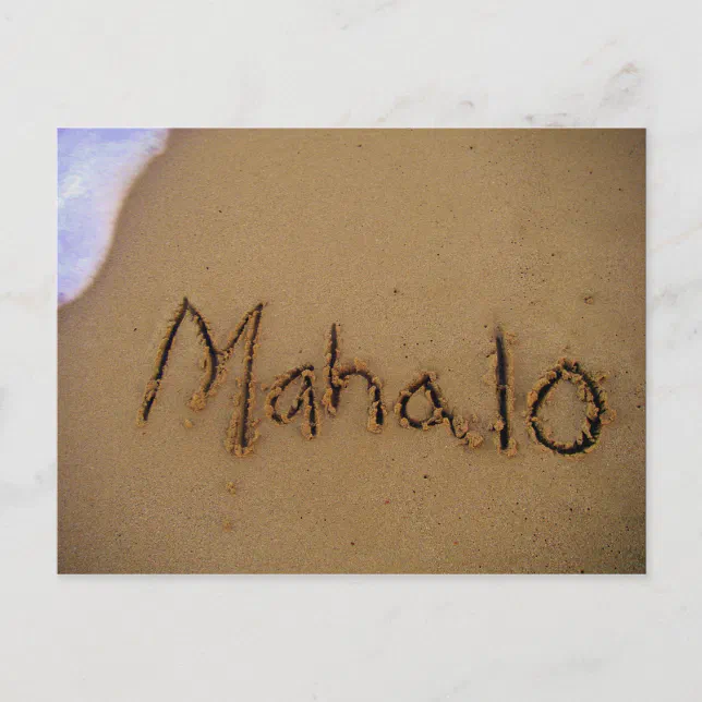 Mahalo in Sand Postcard | Zazzle