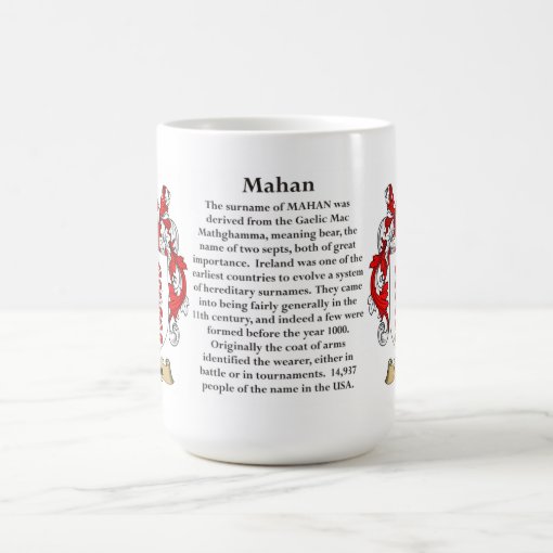 Mahan name, the Origin, the Meaning and the Crest Coffee Mug | Zazzle