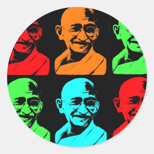 Mahatma Gandhi Collage Classic Round Sticker | Zazzle.com