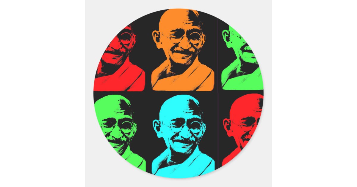 Mahatma Gandhi Collage Classic Round Sticker | Zazzle