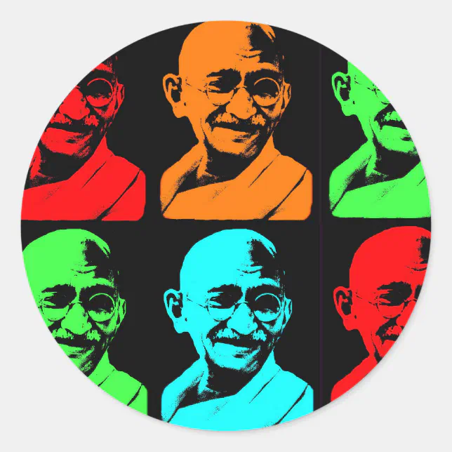 Mahatma Gandhi Collage Classic Round Sticker | Zazzle
