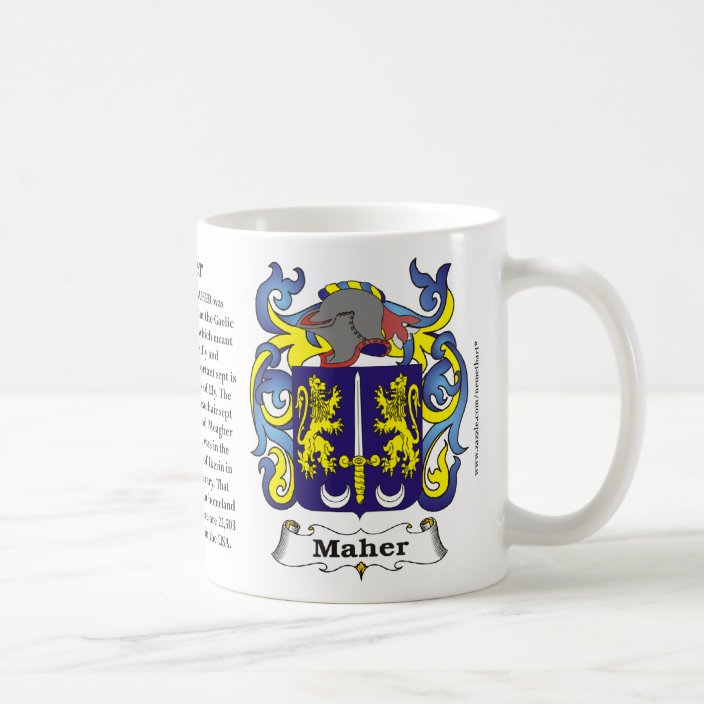Maher, Origin, Meaning and the Crest on a mug | Zazzle.com