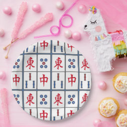 Mahjong Game Tiles Design Paper Plates | Zazzle