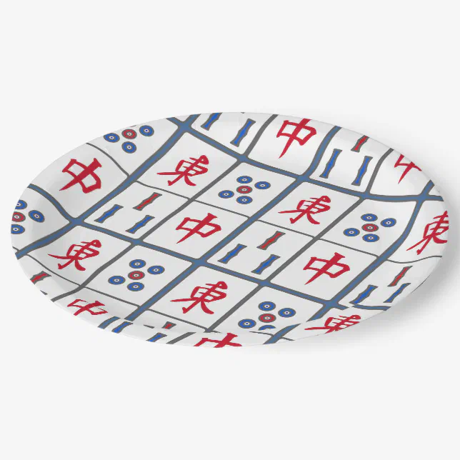 Mahjong Game Tiles Design Paper Plates | Zazzle