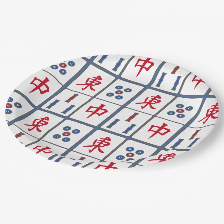 Mahjong Game Tiles Design Paper Plates | Zazzle
