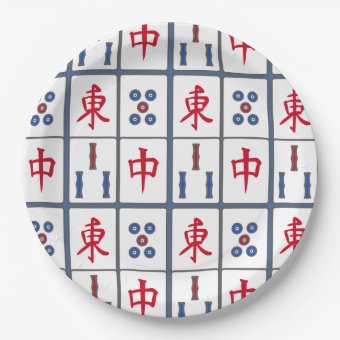 Mahjong Game Tiles Design Paper Plates | Zazzle