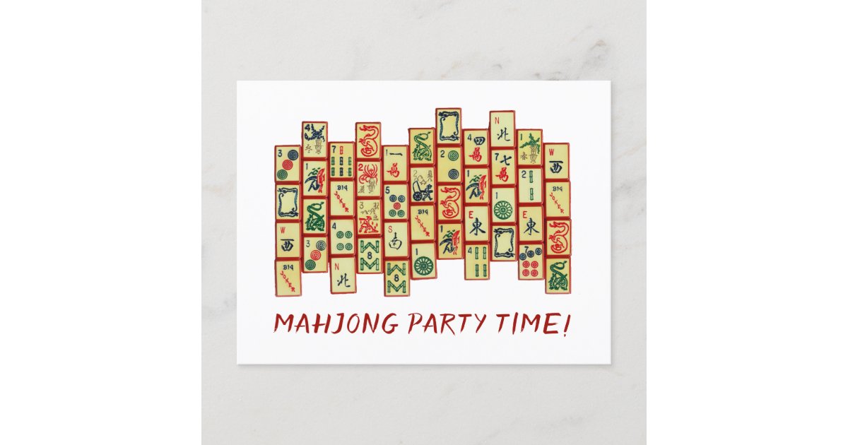 Mahjong Party Invitation Postcard | Zazzle