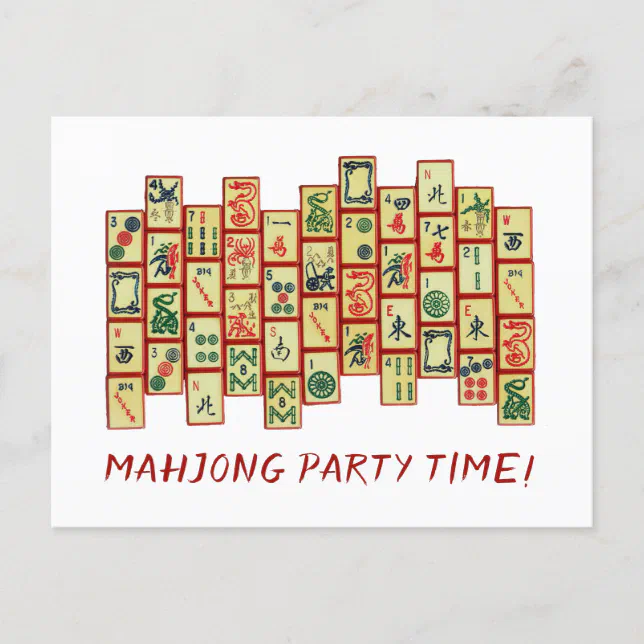 Mahjong Party Invitation Postcard | Zazzle