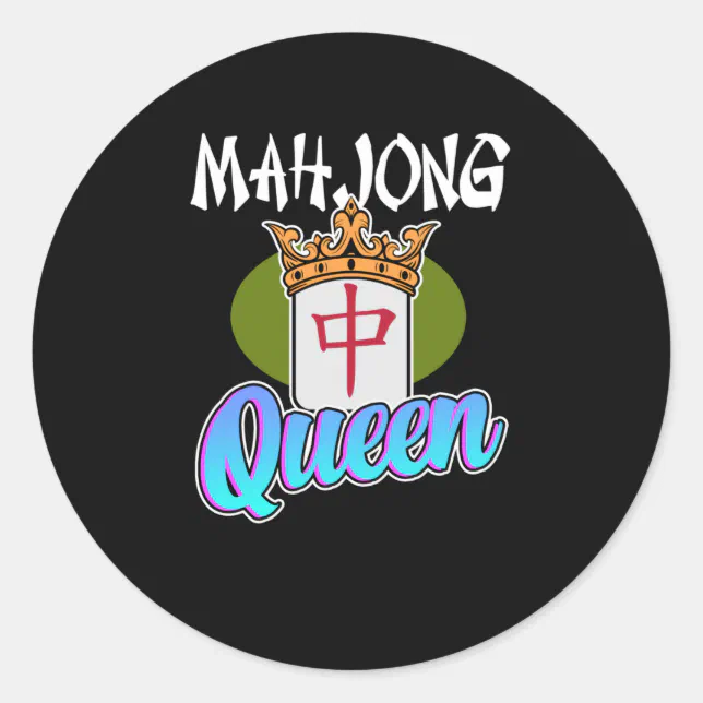 Mahjong Queen Game Mahjong Player Games Graphic Classic Round Sticker ...