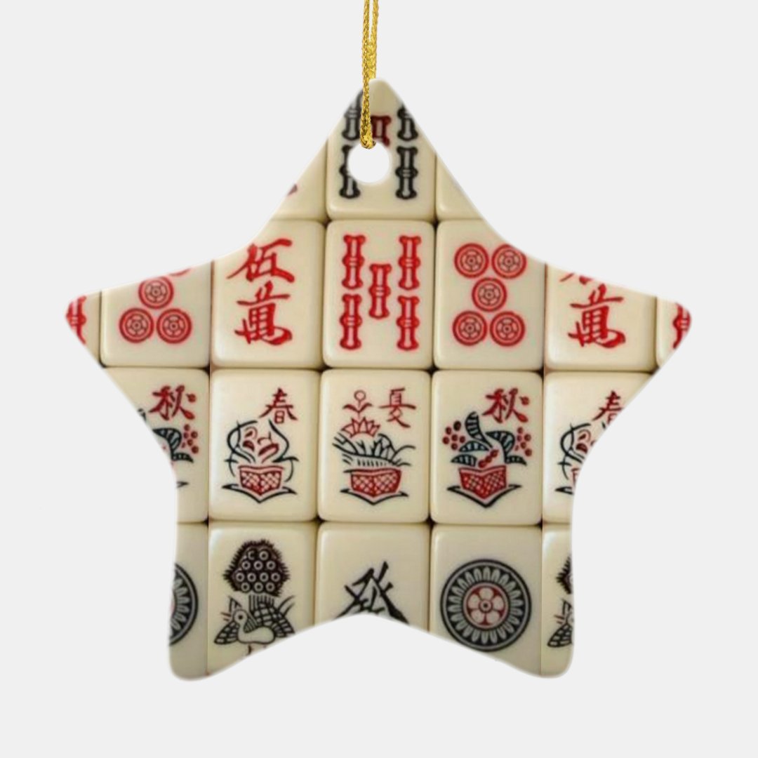 Mahjong tiles ceramic ornament | Zazzle