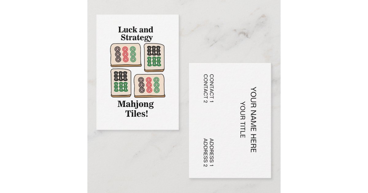 Mahjong Tiles Luck Strategy Game Business Card | Zazzle