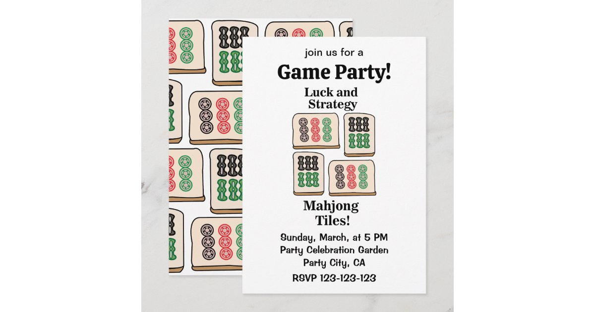 Mahjong Tiles Luck Strategy Player Fans Invitation | Zazzle