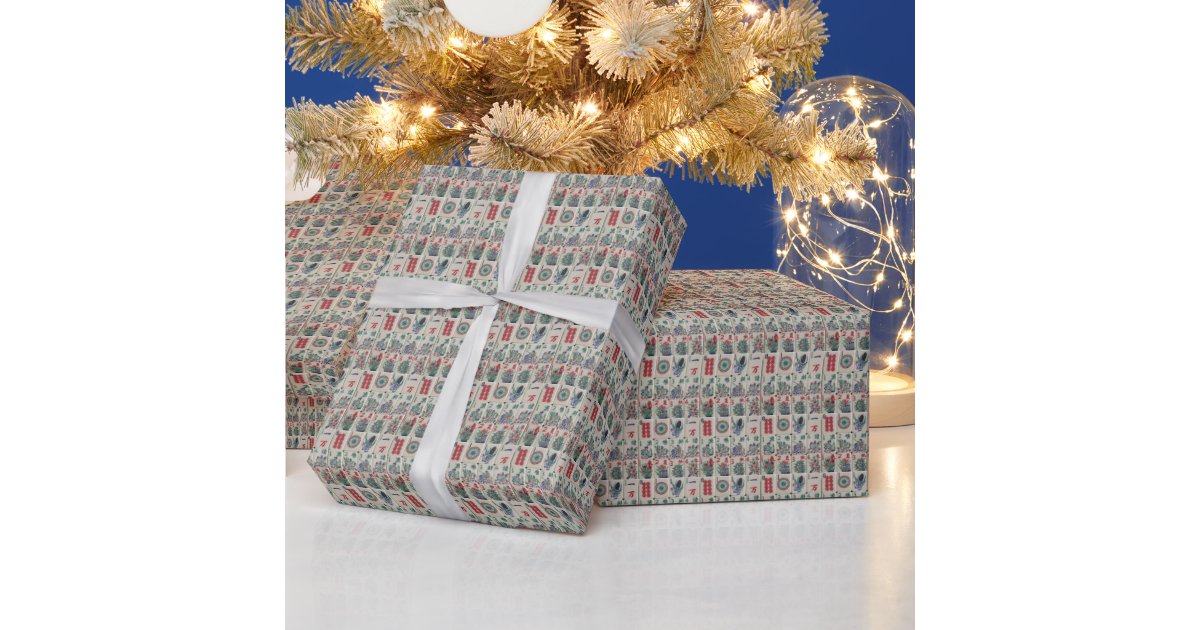 Mahjong Tiles Pattern Wrapping Paper | Zazzle