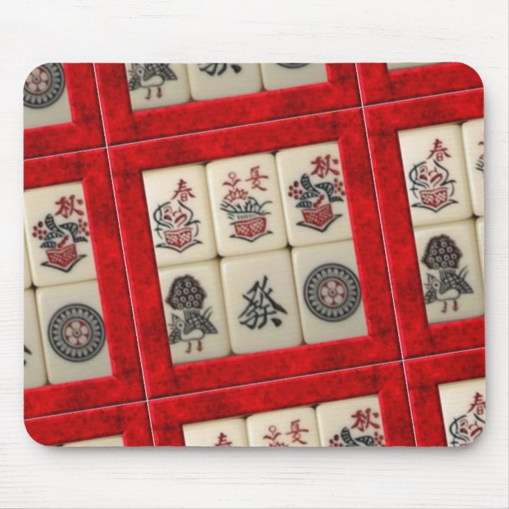 Mahjong tiles red frames mouse pad | Zazzle