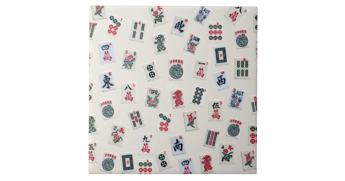Mahjong tiles symbols on badge tiles | Zazzle