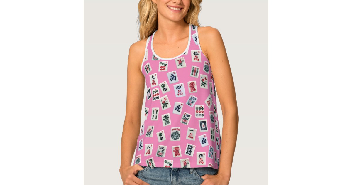MahJong tiles symbols on pink Tank Top | Zazzle