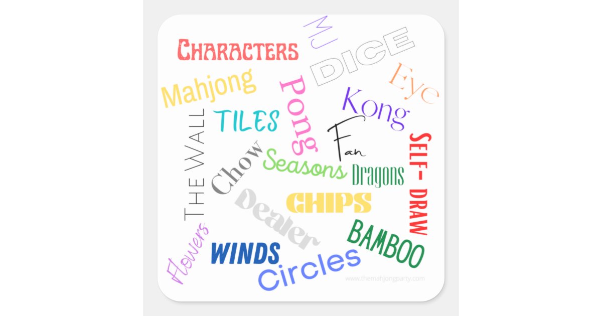 Mahjong words sticker | Zazzle