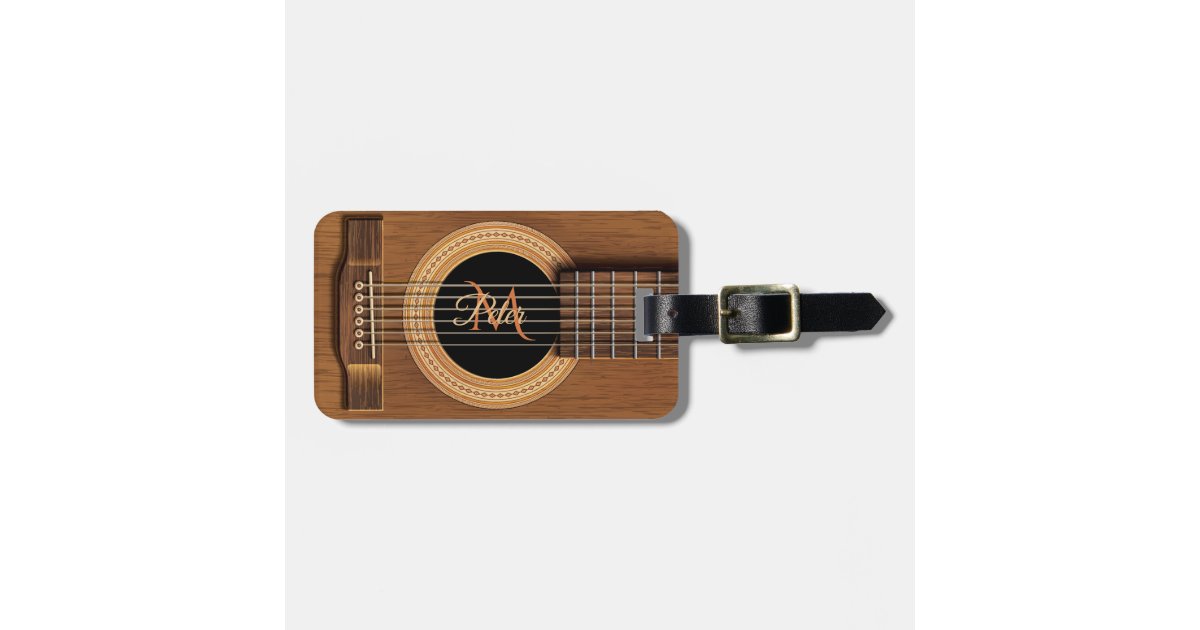 Mahogany Acoustic Guitar Personalized Luggage Tag | Zazzle