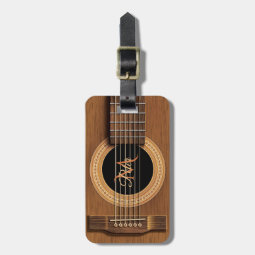 Mahogany Acoustic Guitar Personalized Luggage Tag | Zazzle