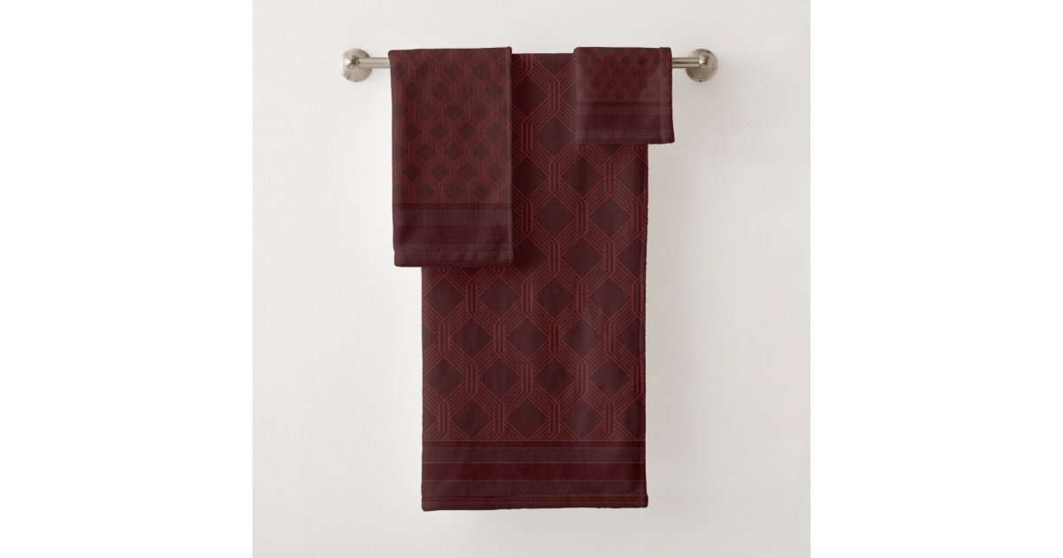 Mahogany Geometric Pattern Bath Towel Set | Zazzle