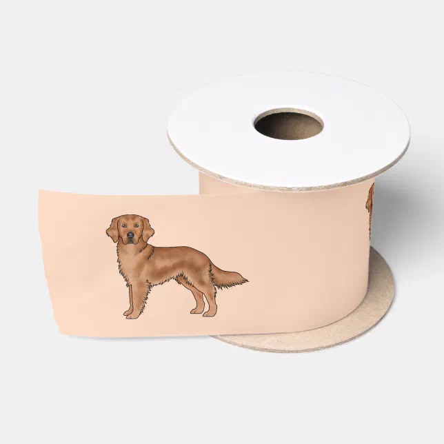Mahogany Red Golden Retriever Cute Cartoon Dogs Satin Ribbon | Zazzle